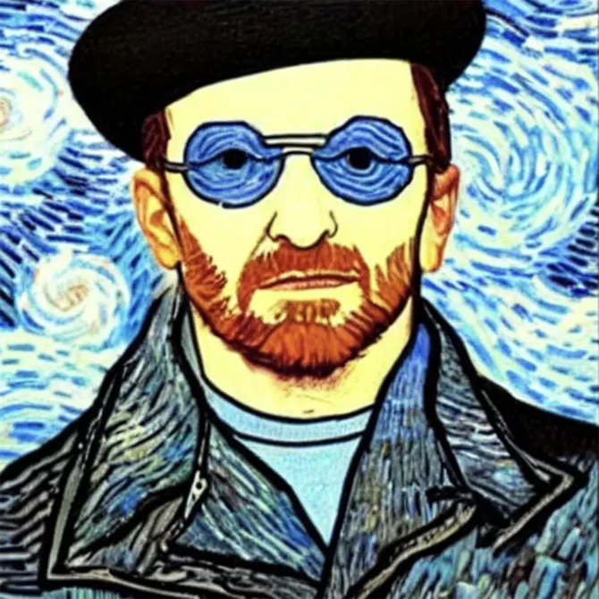 Bono in the style of Vincent van Gogh 2 - Artists Meet Artists