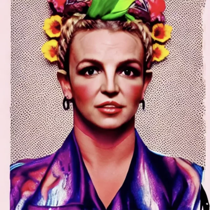 Britney Spears in the style of Frida Kahlo 3 - Artists Meet Artists