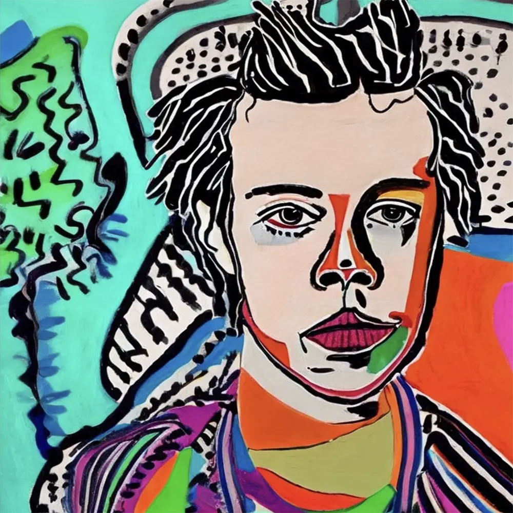 Harry Styles in the style of Pablo Picasso 6 - Artists Meet Artists