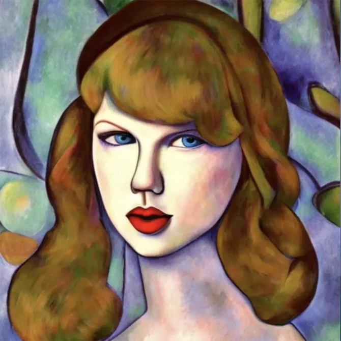 Taylor Swift in the style of Paul Cezanne 2 - Artists Meet Artists