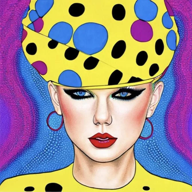 Taylor Swift in the style of Yayoi Kusama 2 - Artists Meet Artists
