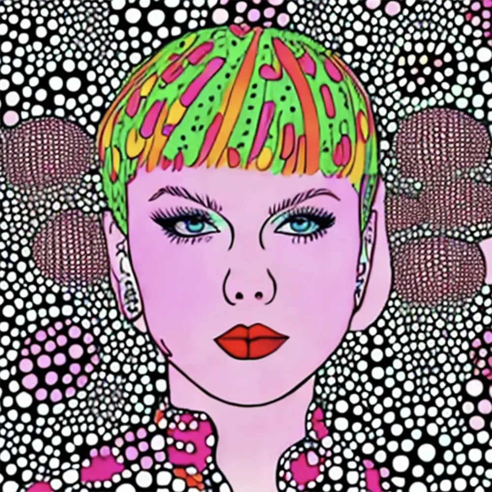 Taylor Swift in the style of Yayoi Kusama 3 - Artists Meet Artists