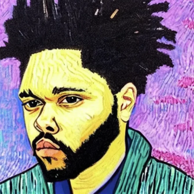 The Weeknd in the style of Vincent van Gogh 16 - Artists Meet Artists
